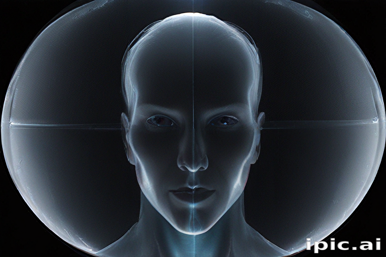 Futuristic Concept of a Human-like Head Encased in Transparent Sphere