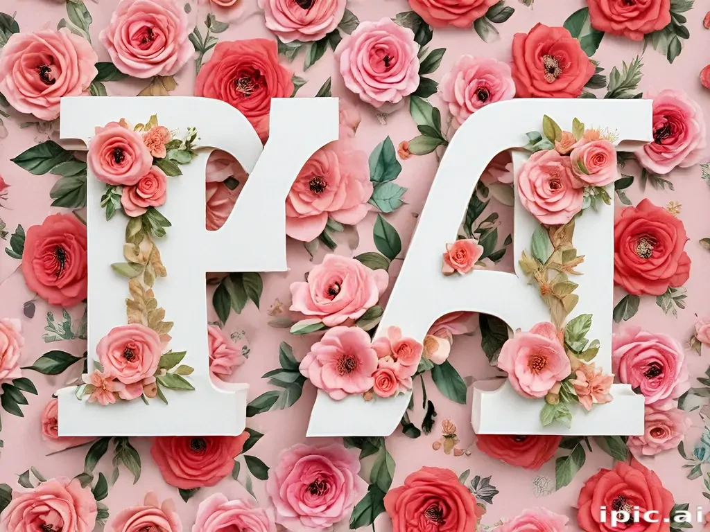 Beautiful Floral Arrangement Surrounding Elegant White Letters on a ...