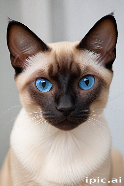 Charming Siamese Cat with Striking Blue Eyes and Unique Features