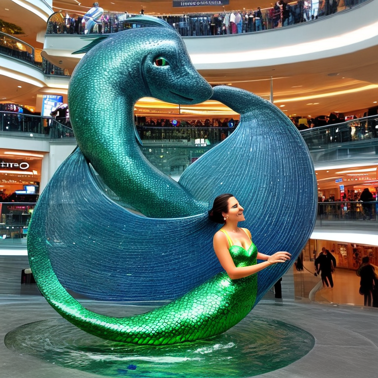 a mermaid shopping in a mall