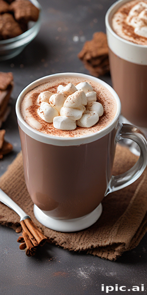Delicious Hot Chocolate Topped with Marshmallows and Cocoa Powder ...
