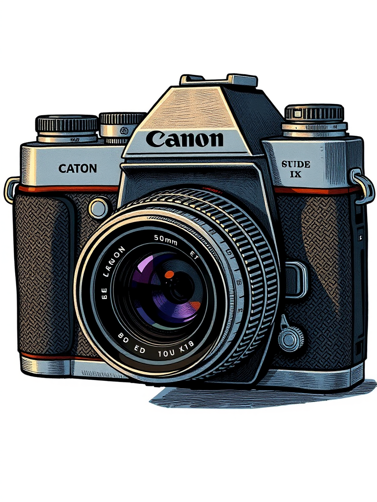 Vintage Canon Camera Illustration Showcasing Classic Photography Gear ...