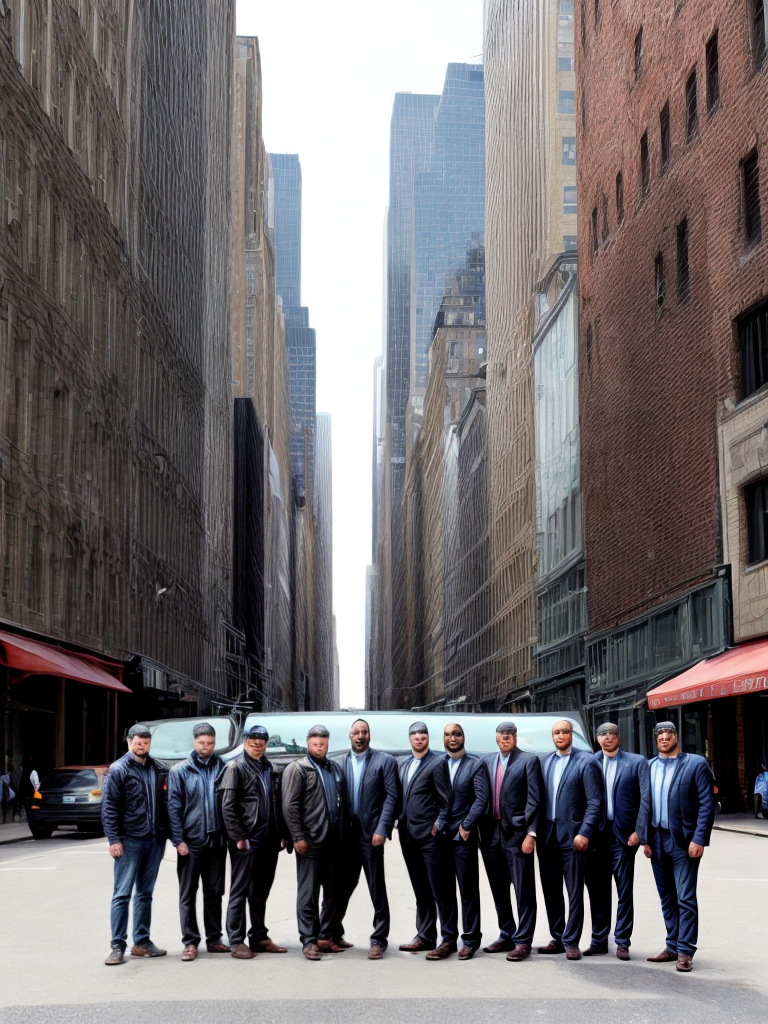 a success man and his team in a urban environment
