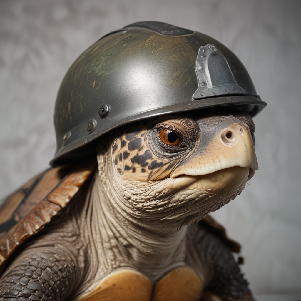 Turtle with helmet