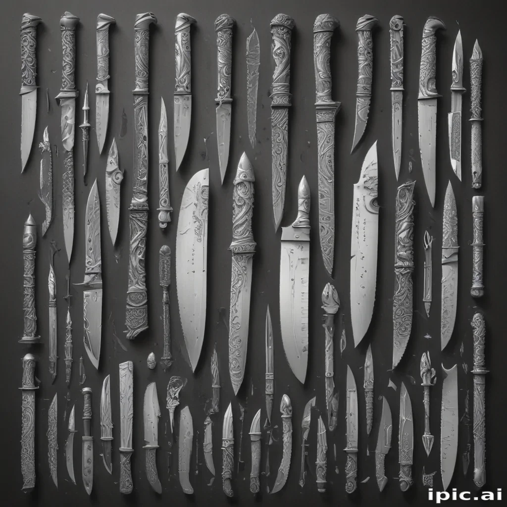 A Collection of Intricately Designed Knives Displayed in Artistic ...