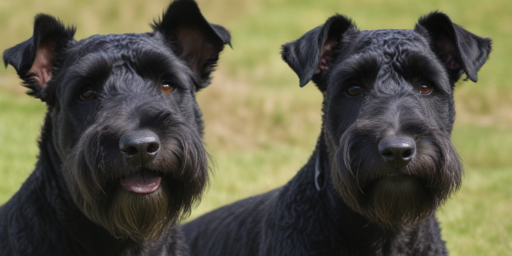 Two Playful Black Dogs Enjoying a Sunny Day in the Park.