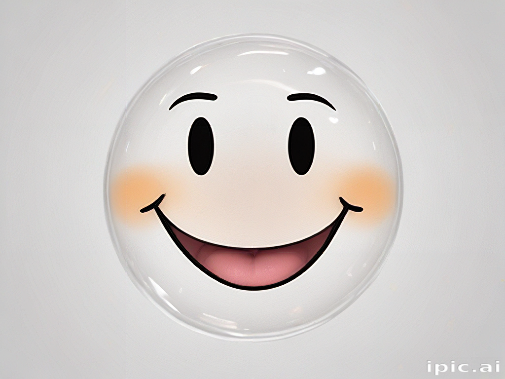 A Cheerful Smiley Face Inside a Shiny Transparent Oval Bubble Design.