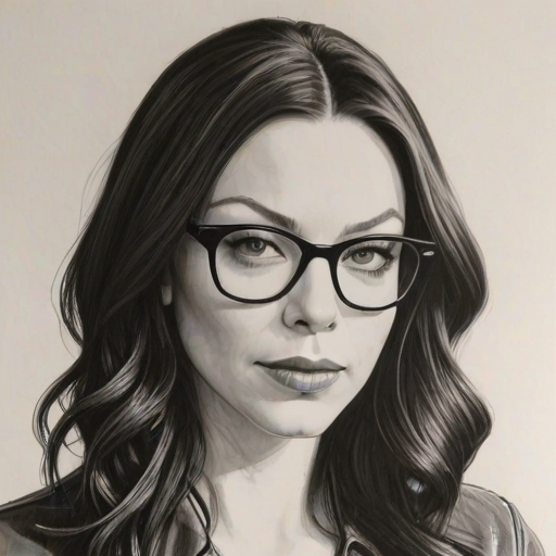 Stylish Portrait of a Woman with Glasses and Long Wavy Hair