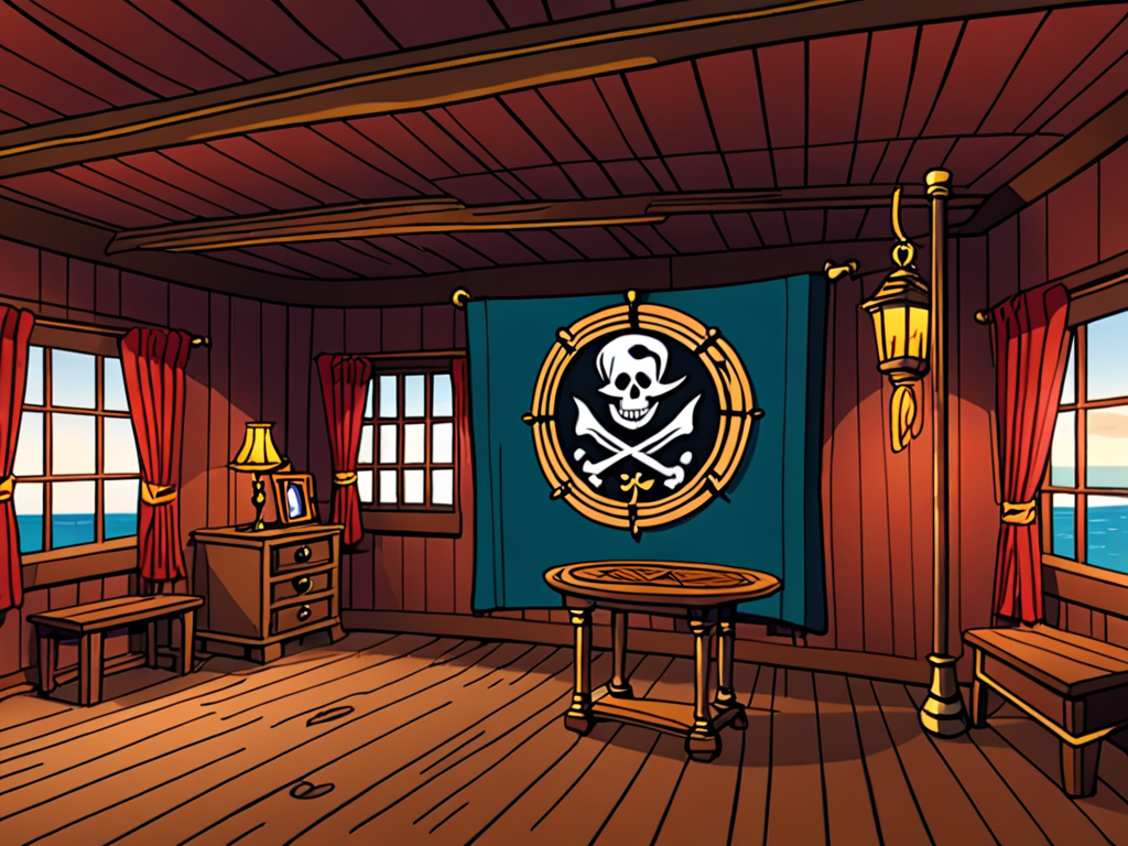 Interior of Captain Hook's state room on the pirate ship from the ...