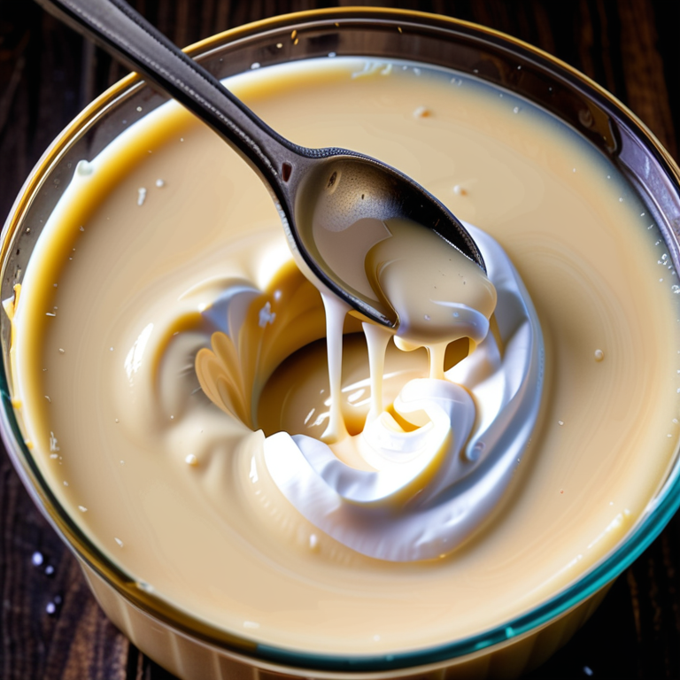 A Creamy Mixture of Sweet Condensed Milk and Whipped Topping Delight.
