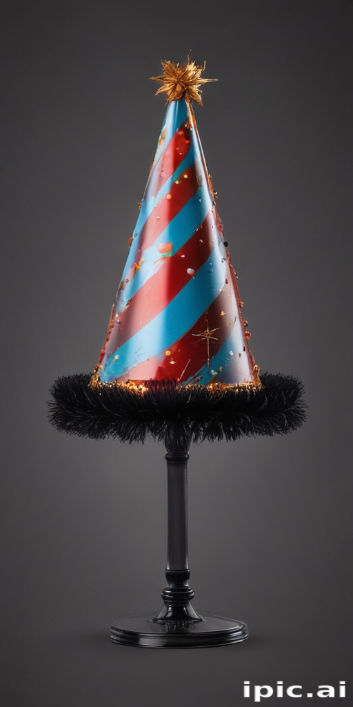 A Colorful and Festive Party Hat Displayed on an Elegant Stand.