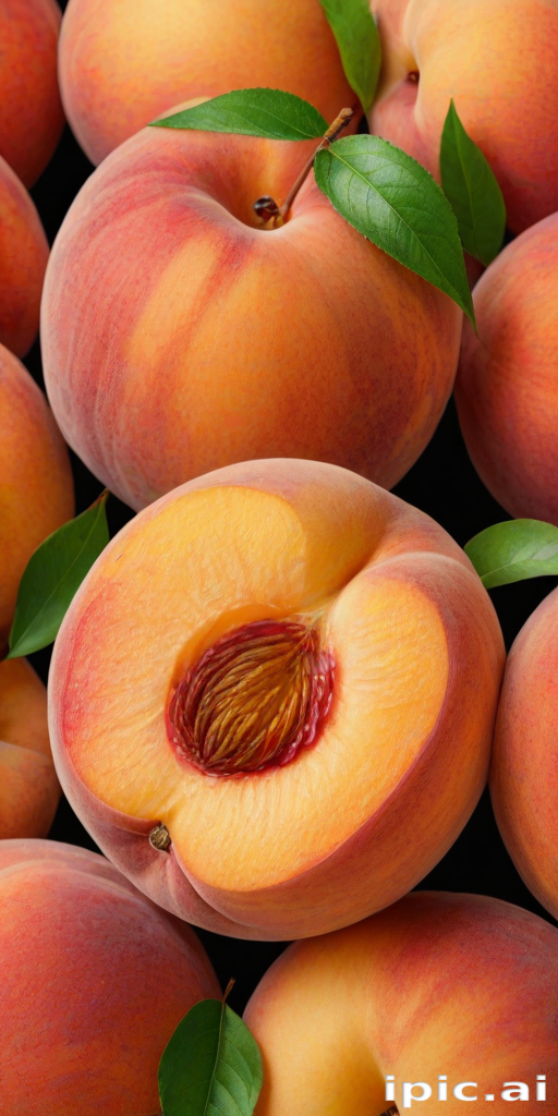 Freshly Harvested Peaches Displaying Their Juicy Flesh and Vibrant Colors
