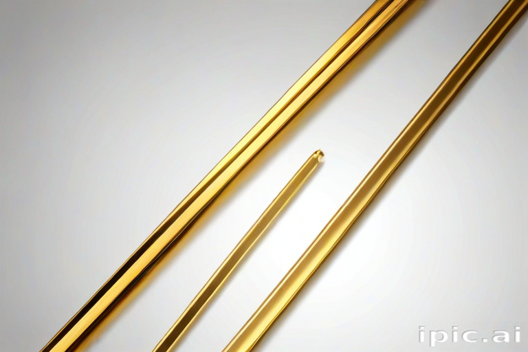 Three Striking Golden Rods Displaying Their Elegant Shine and Reflection
