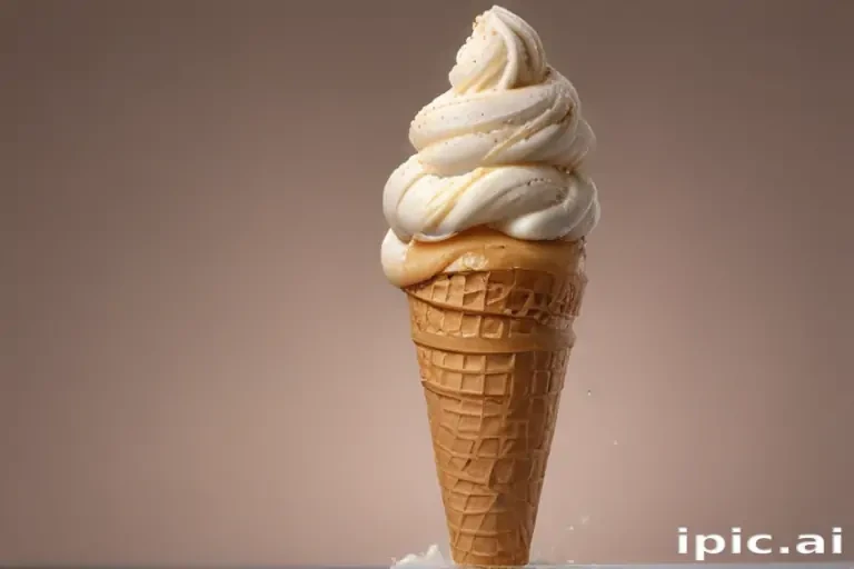 Delicious Soft Serve Ice Cream Cone with Perfectly Swirled Topping