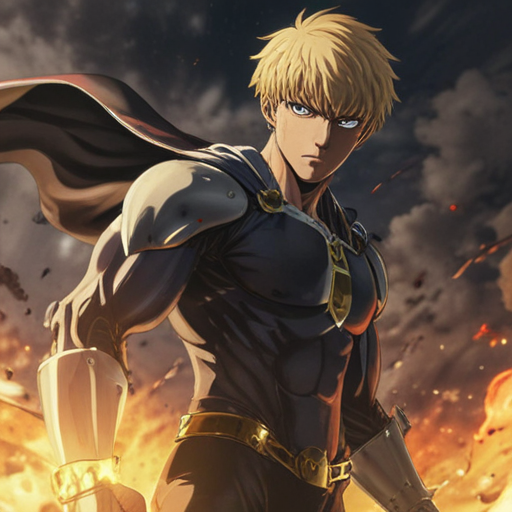 One punch man fighting Genos