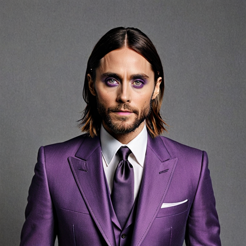 jared leto with a purple suit