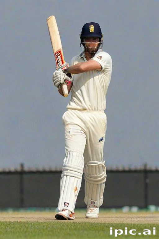 Cricketer Preparing to Strike the Ball with Focus and Determination