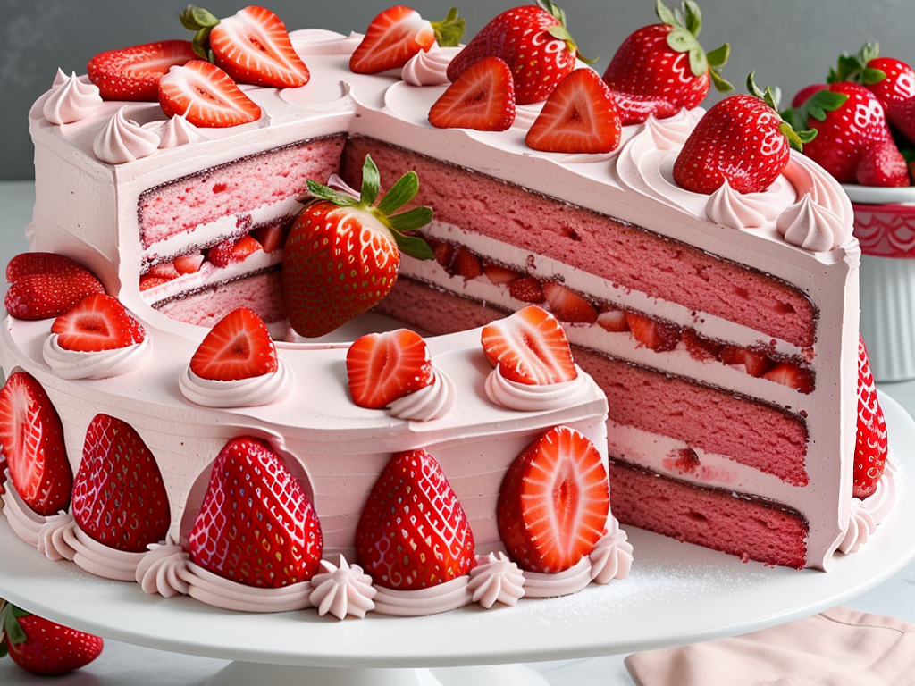 Delicious Strawberry Layer Cake with Fresh Strawberries and Creamy ...