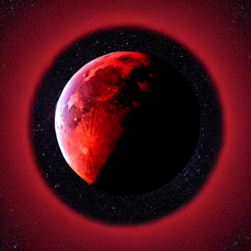 Red moon in space