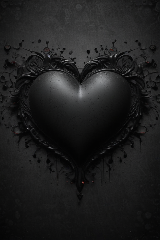 A Dark and Elegant Heart Design Surrounded by Intricate Artistic Details