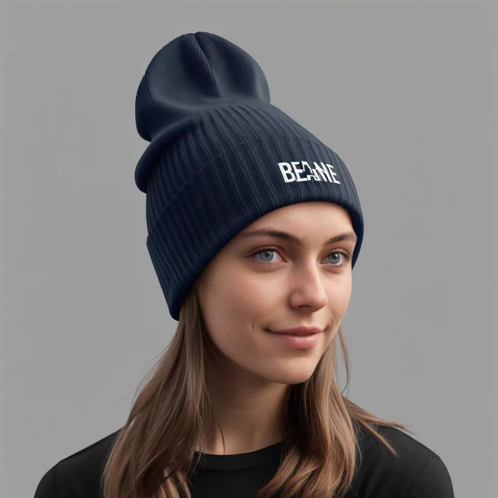 Casual Fashion Statement: Young Woman Wearing a Stylish Beanie Hat