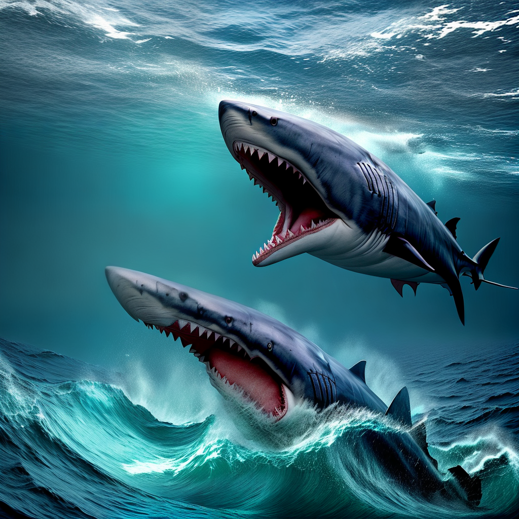 big megalodon shark eating the whole world