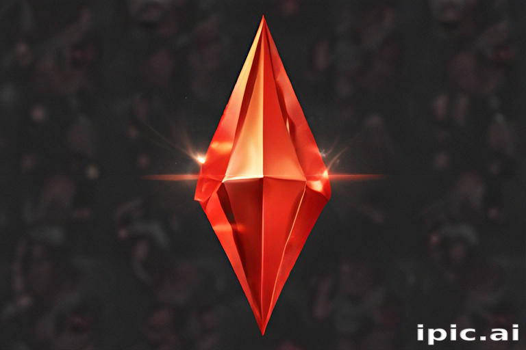 Vibrant Red Diamond-Shaped Emblem with Gleaming Highlights Against a ...