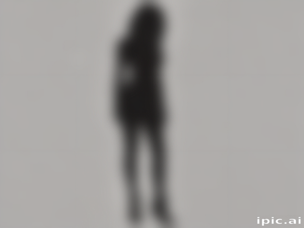 Abstract Shadow of a Figure Standing Against a Light Gray Background