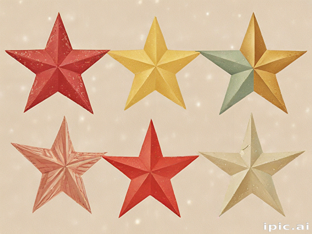 Colorful Decorative Stars in Various Shades and Textures Against a Soft ...