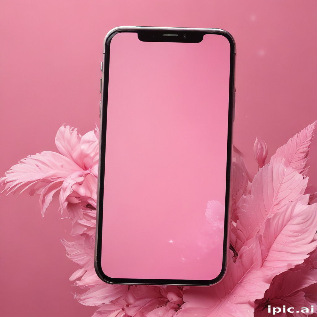 Vibrant Pink Smartphone Surrounded by Lush Pink Flowers and Background