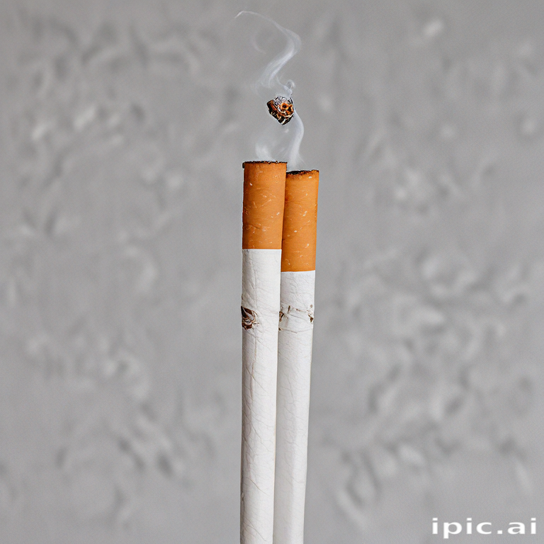 Two Cigarettes with Smoke Rising Against a Subtle Background Texture