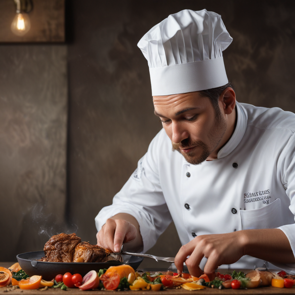 A Dedicated Chef Carefully Plating a Delicious Gourmet Meal with Fresh ...