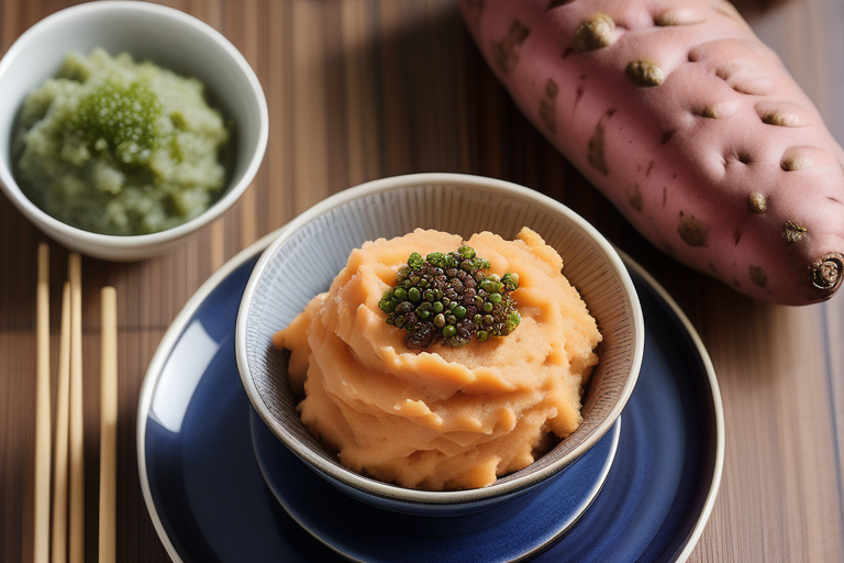 Delicious Sweet Potato Mash Topped with Unique Green Caviar Garnish