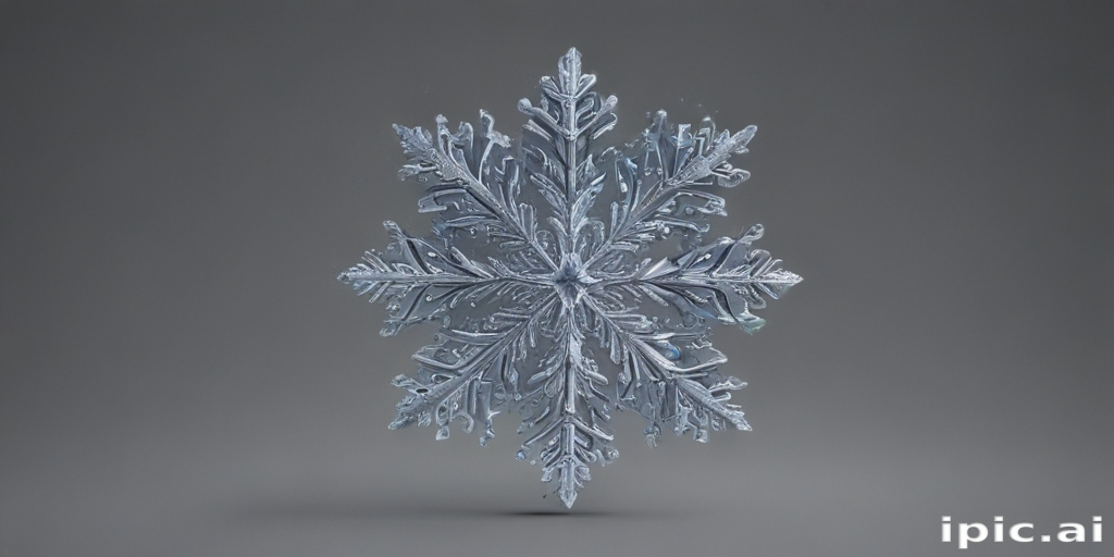 Intricate Ice Crystal Formation: A Stunning Close-Up of a Snowflake