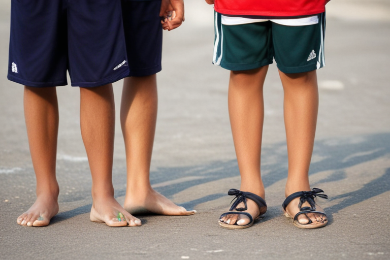 arab soccer boys without shoes