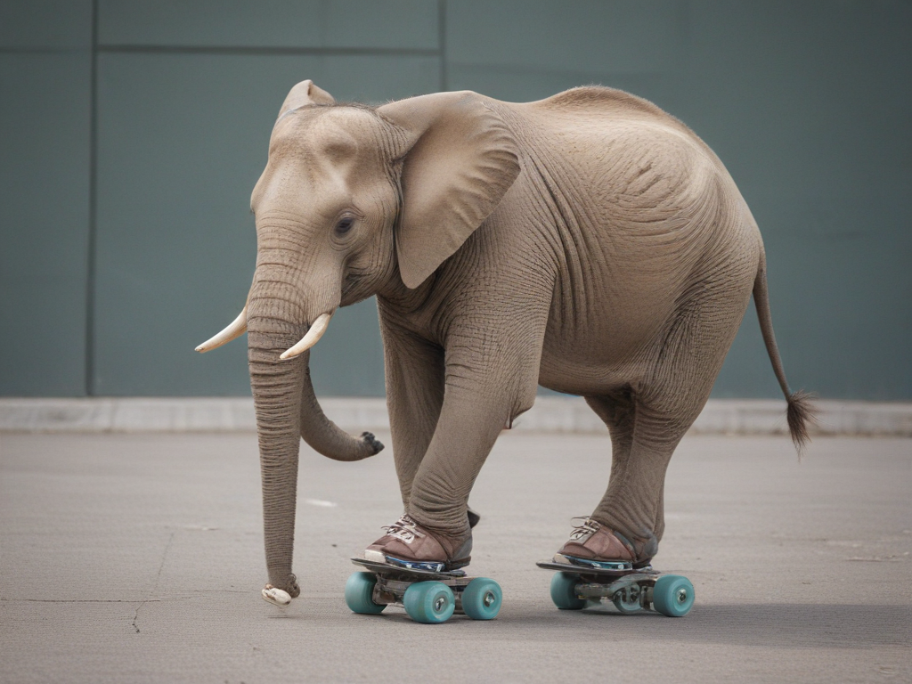 elephant on four roller skates