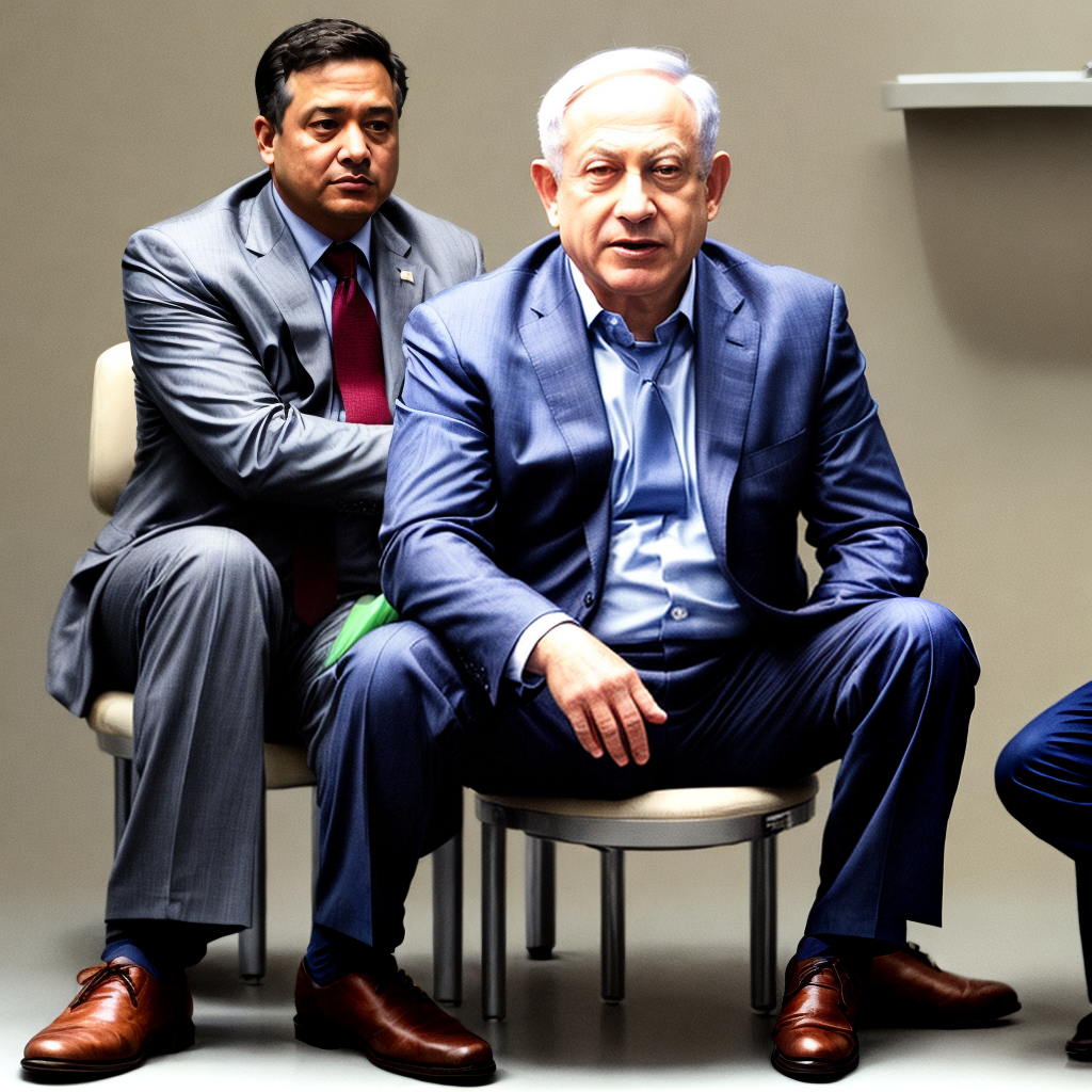 benjamin netanyahu sitting on the toilet with pants down