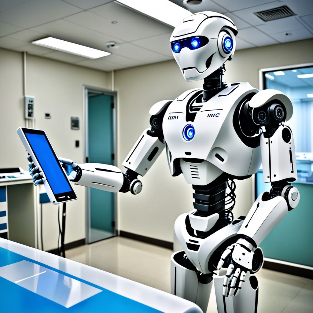 medical robot with medical equipment in a hospital