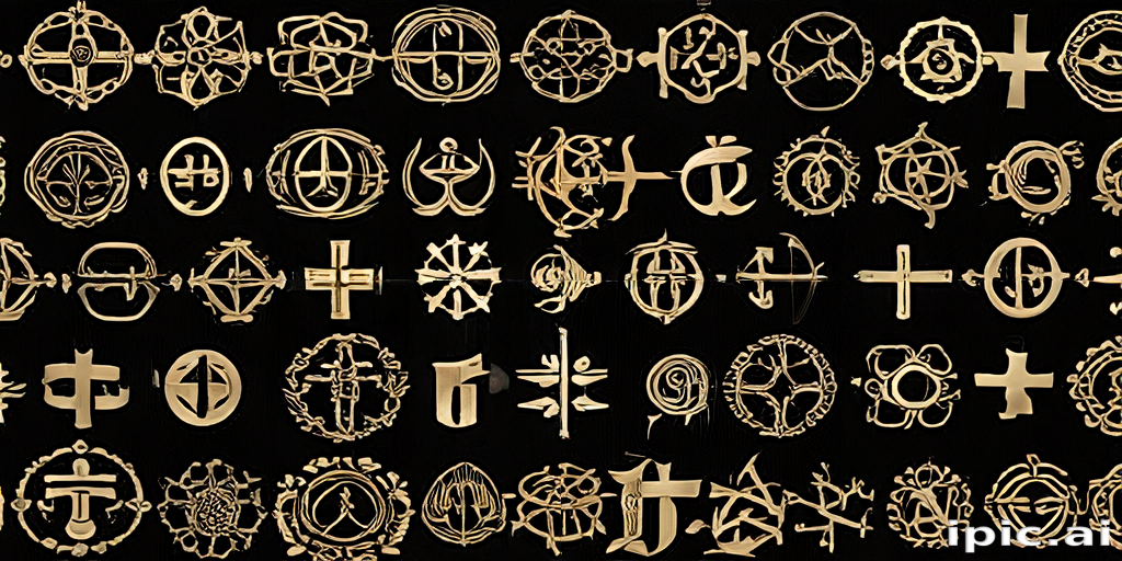 Intricate Collection of Unique Symbols and Logos in Golden Design