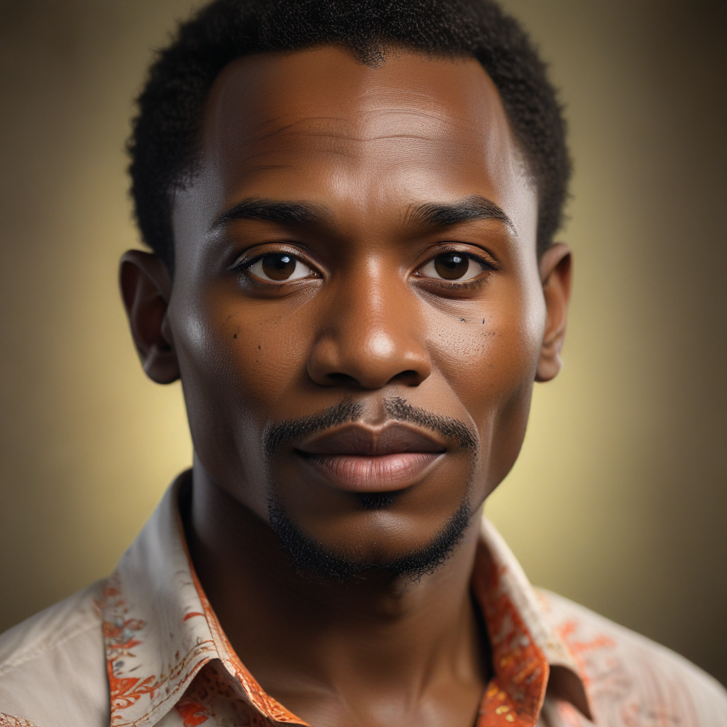 A Portrait of a Young Man with Striking Features and Thoughtful Expression.