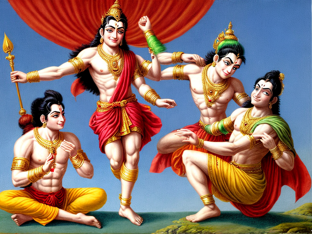 lord Rama talking with hanuman in anime style