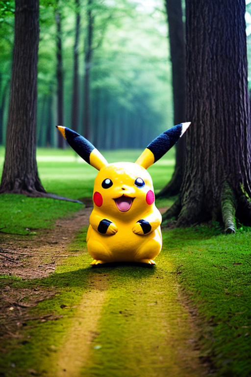 Pikachu in a happy forest