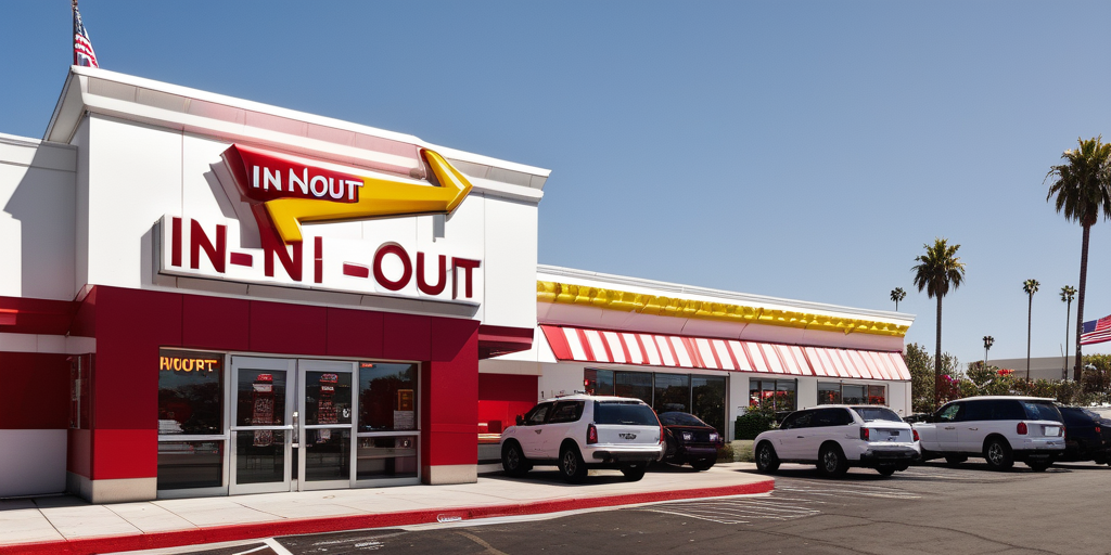 Popular Fast Food Restaurant In-N-Out with Iconic Yellow and Red Colors