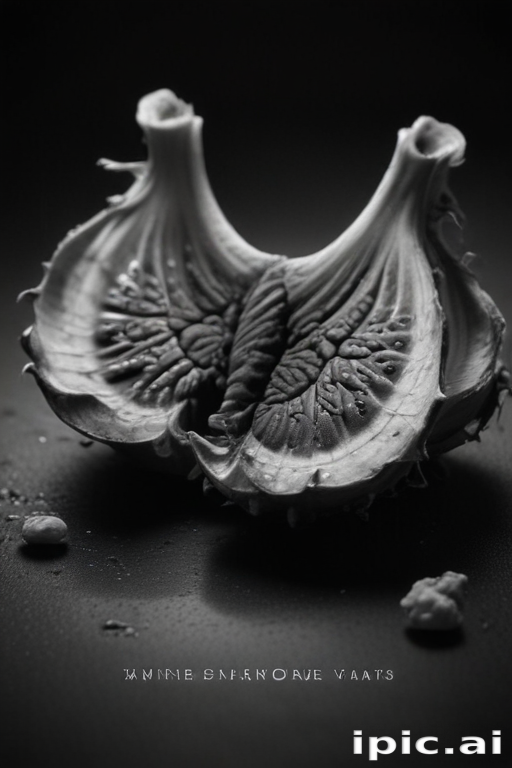 Intricate Black and White Close-Up of a Split Fig Revealing Its Texture