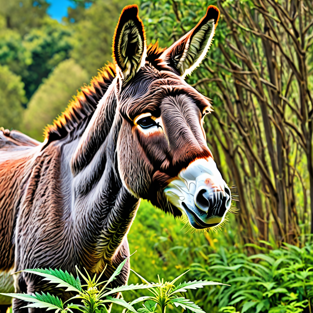 donkey high on weed, Alex Sastoque style, high resolution