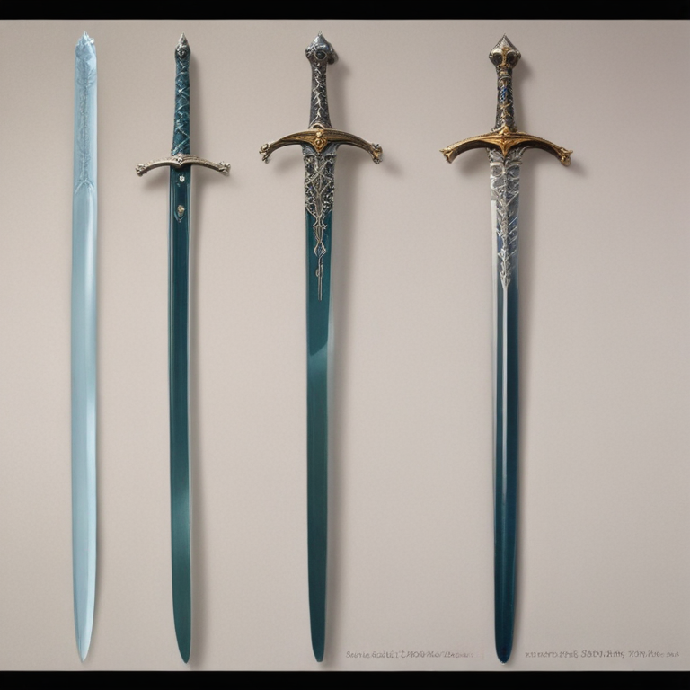 Four Exquisite Swords with Intricate Designs and Unique Blade Colors ...