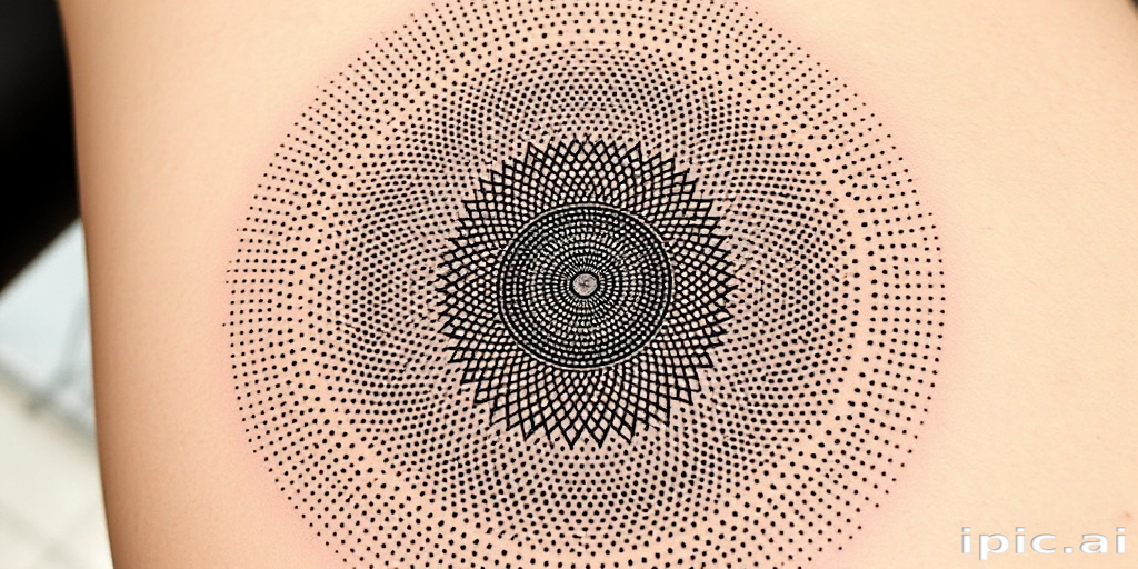 Intricate Dot Pattern Tattoo Design Featuring a Central Mandala Motif ...
