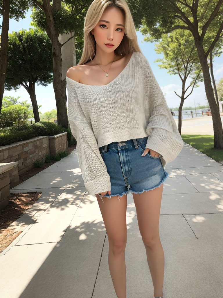 Full body view of actress; Kenzie Reeves, posing in shorts, Detailed ...