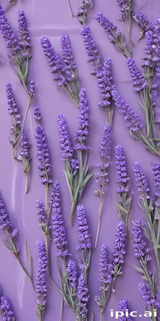 Beautiful Arrangement of Lavender Sprigs on a Soft Purple Background