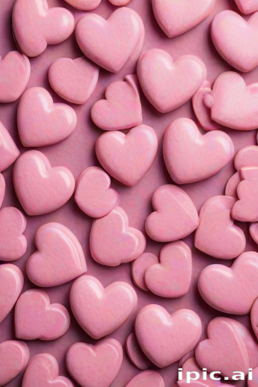 Colorful Pink Hearts Spread Across a Soft Pink Background for Love